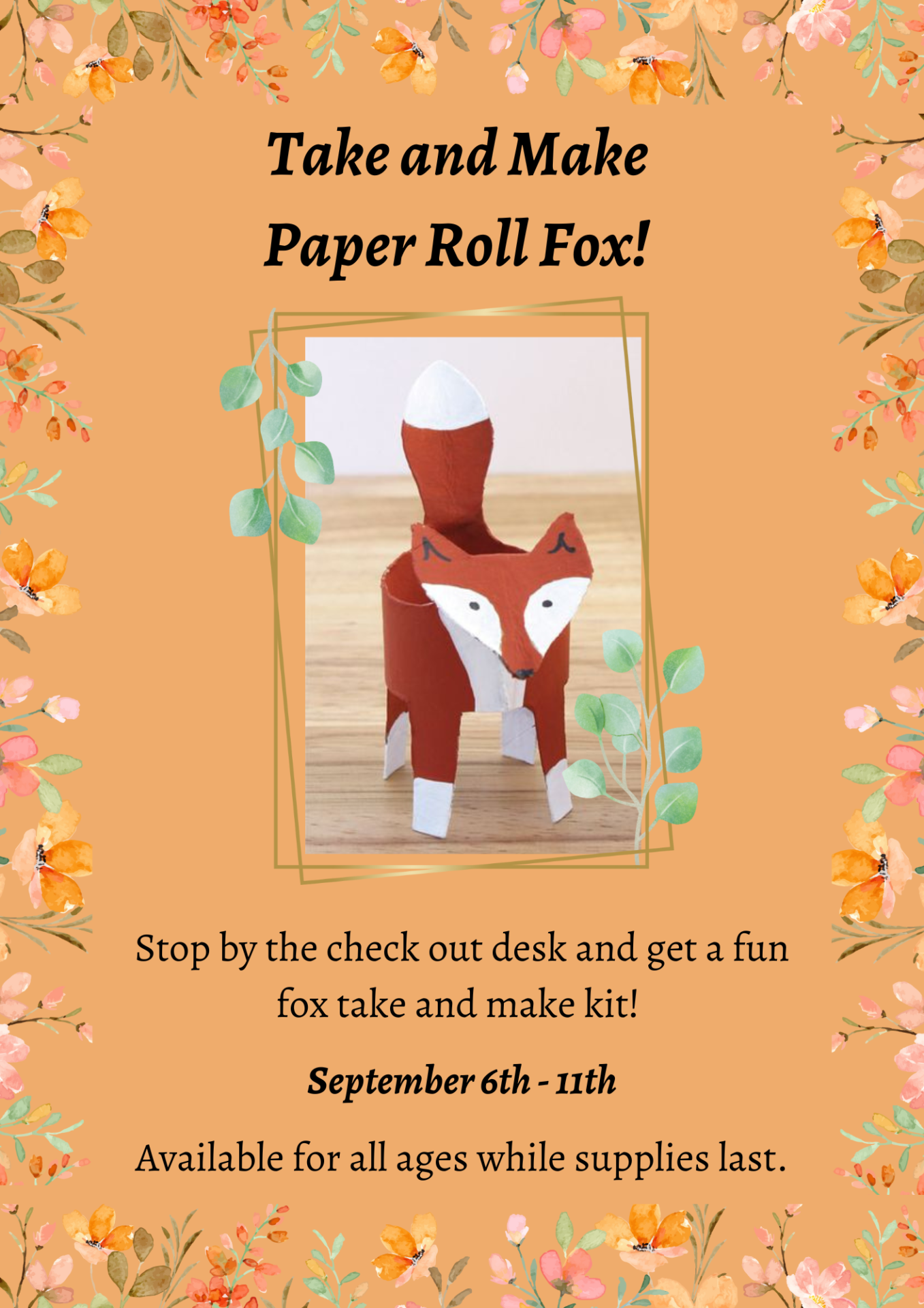 Take and Make Paper Roll Fox | Ripon Public Library