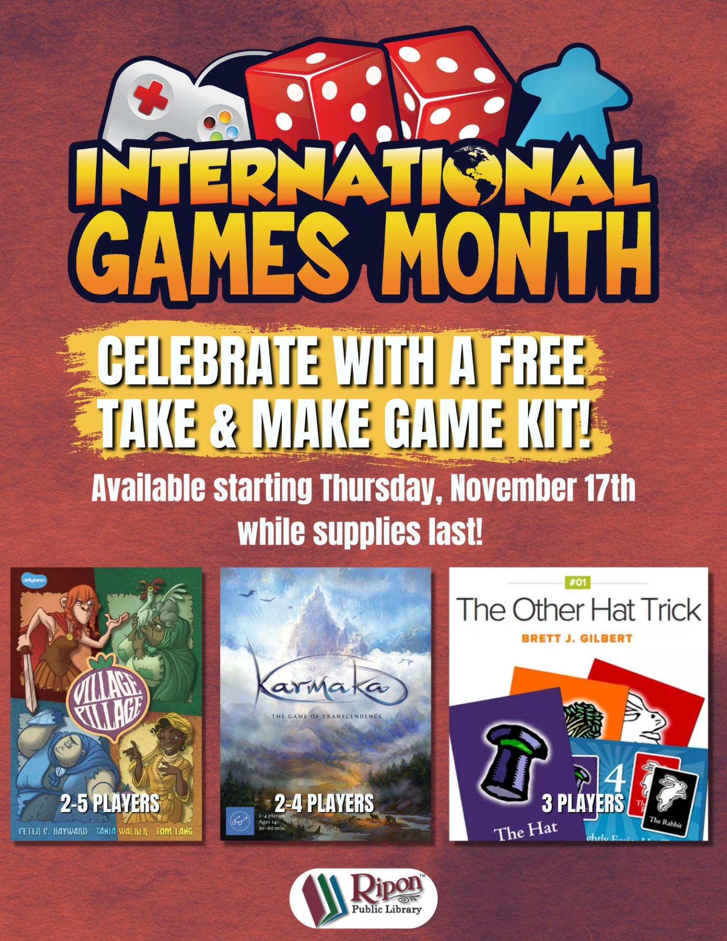 International Games Month Take and Make Kit! | Ripon Public Library